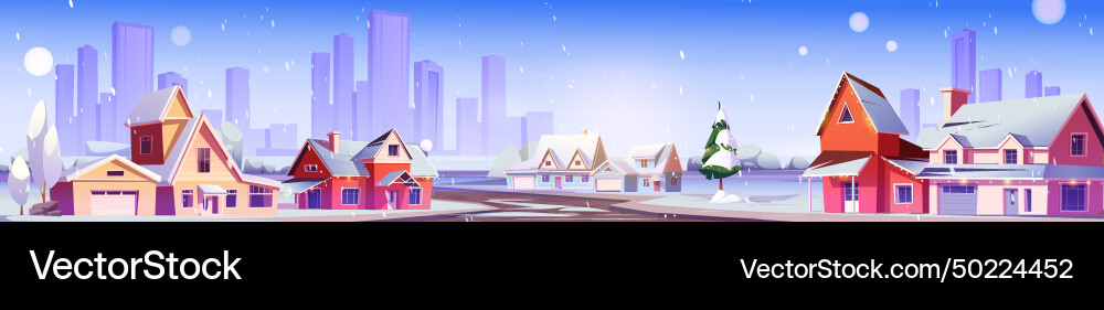 Suburban landscape in winter Royalty Free Vector Image