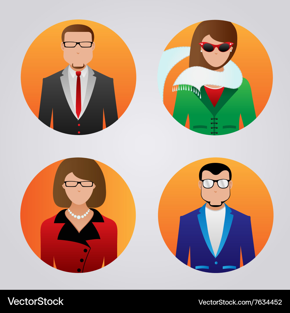 User icons with faces of people Royalty Free Vector Image