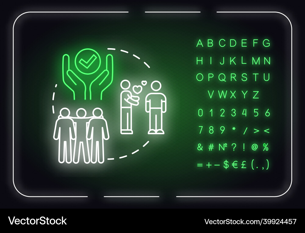 Accept friend as is neon light concept icon Vector Image