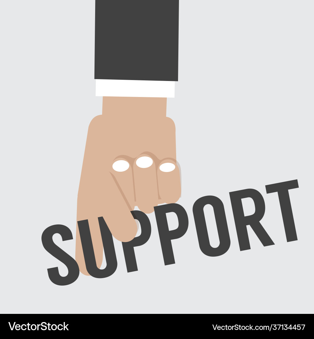 Business man hand holding support font Royalty Free Vector