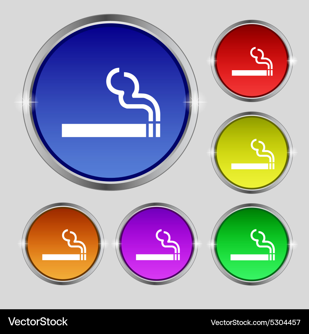 Cigarette smoke icon sign round symbol on bright Vector Image