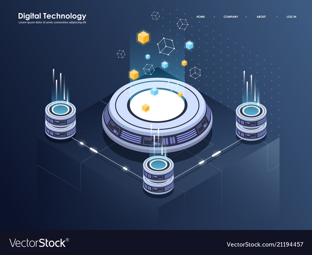 Concept of big data processing isometric data Vector Image
