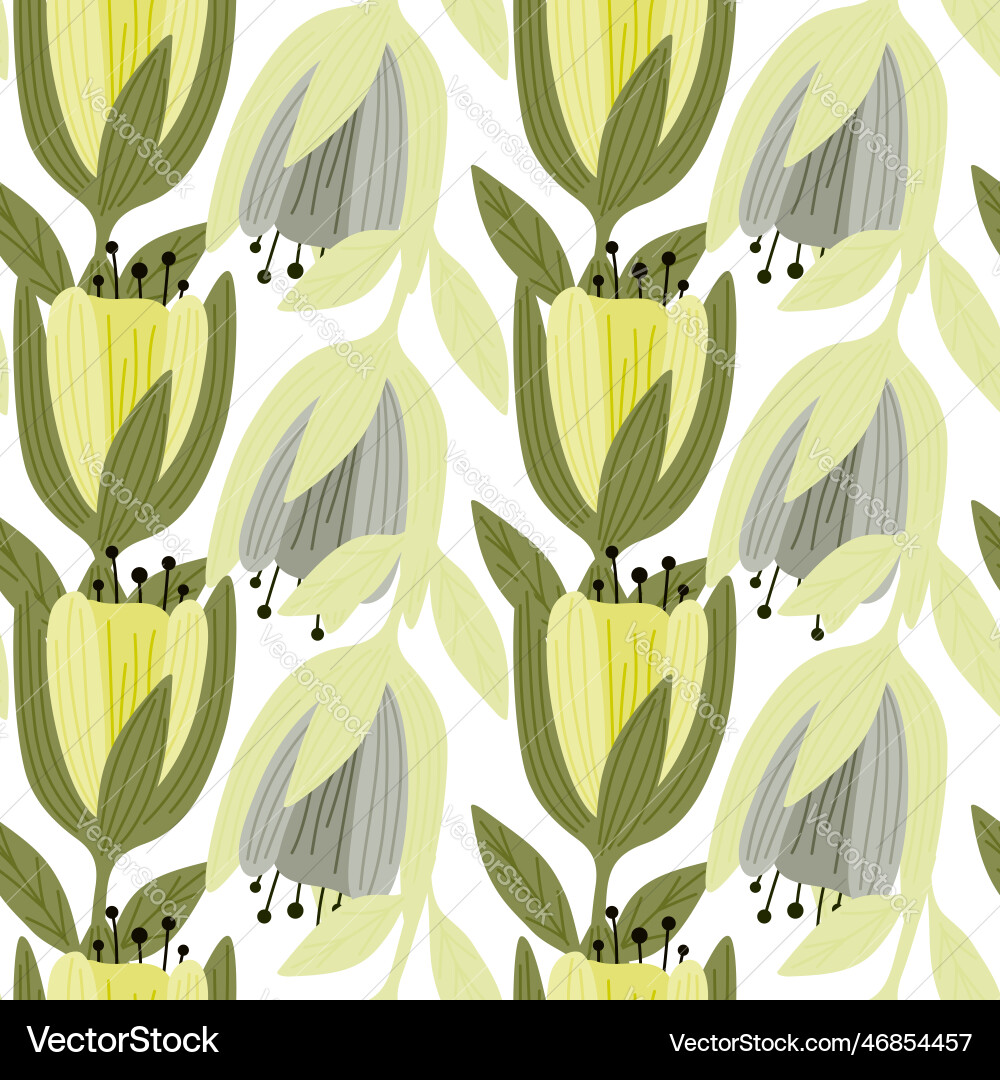 Cute tulip flower seamless pattern wildflower Vector Image