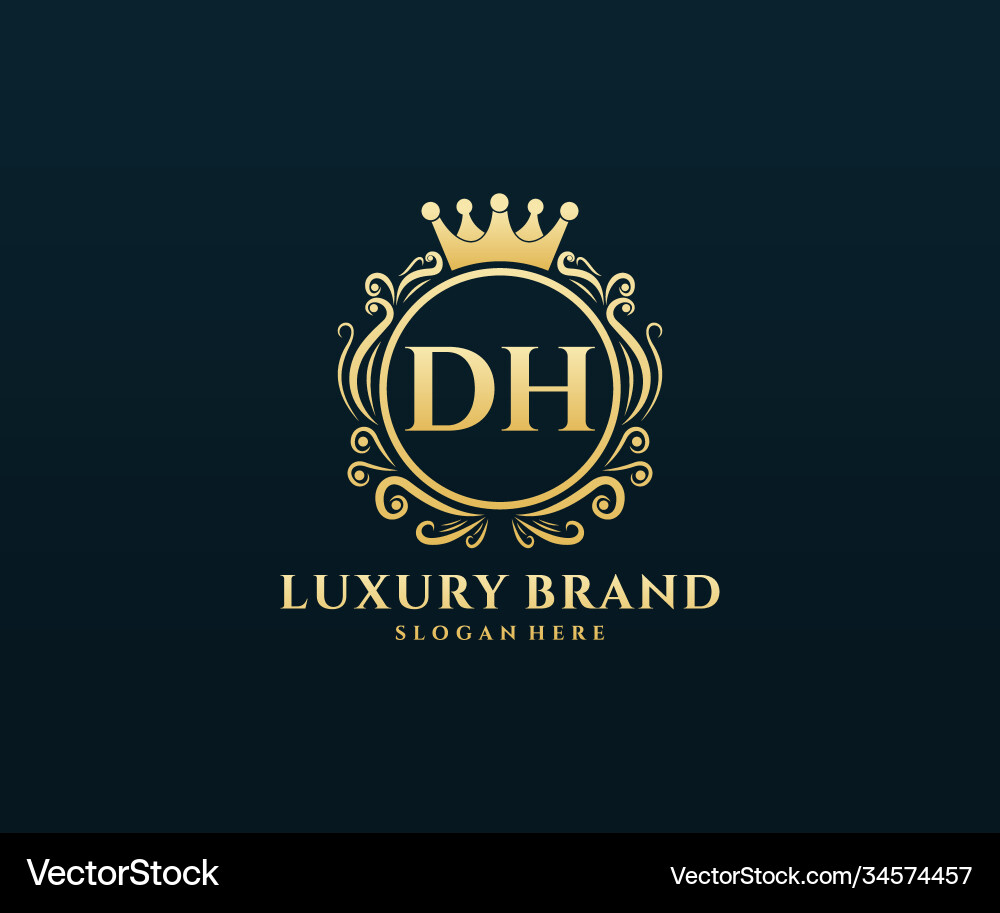 Dh initial letter gold calligraphic feminine Vector Image