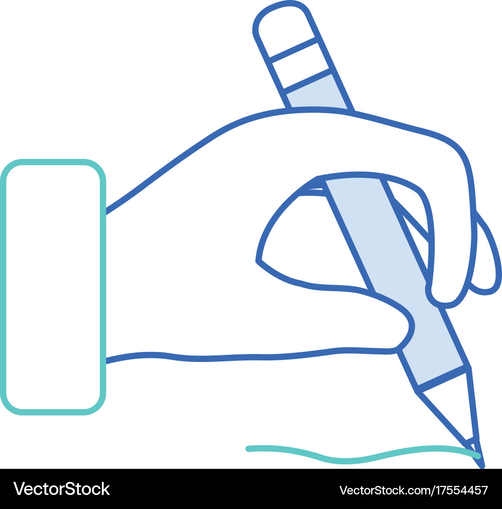 Hand human with pencil writing isolated icon Vector Image