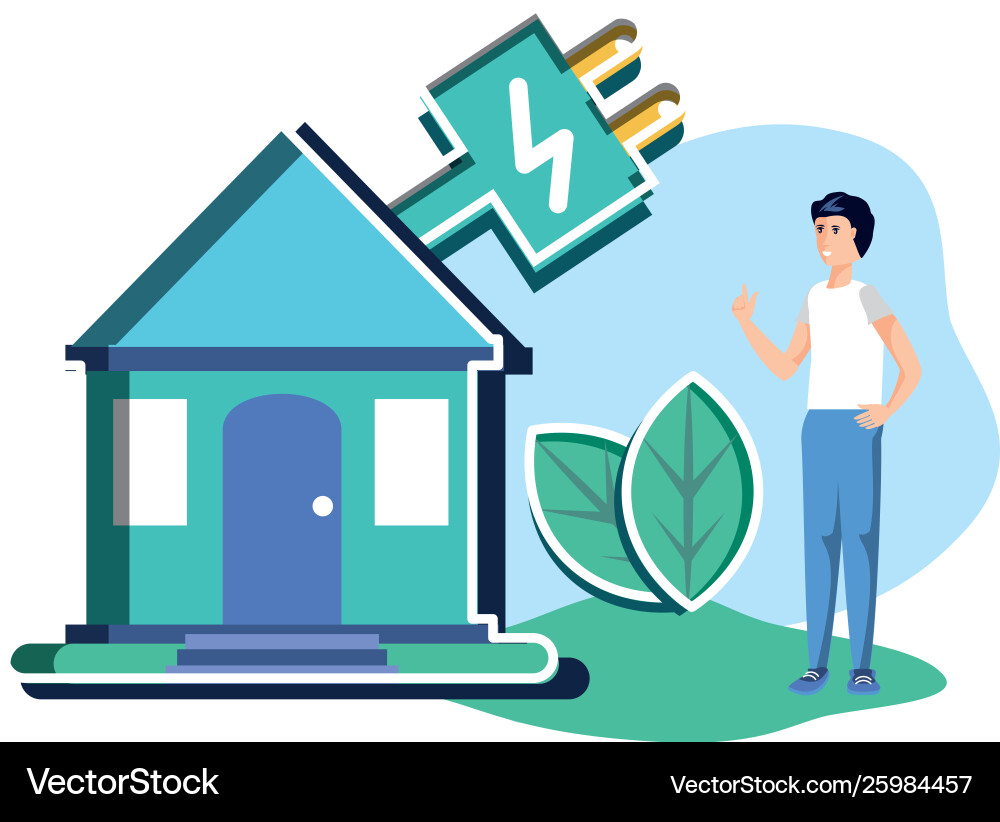 Isolated avatar man and house design Royalty Free Vector