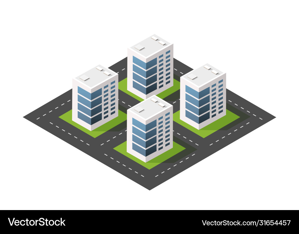 Isometric module city from urban building Vector Image