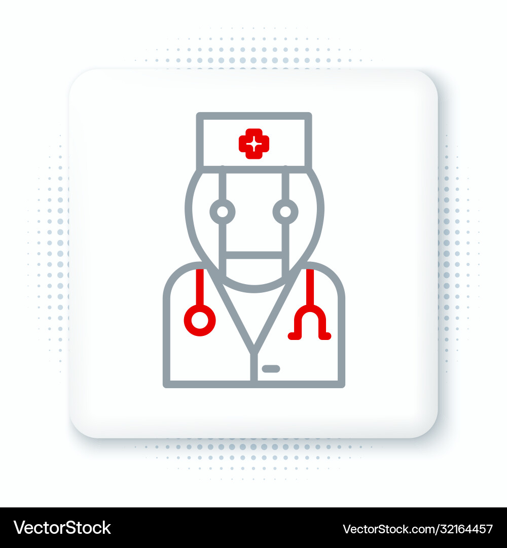 Line robot doctor icon isolated on white Vector Image