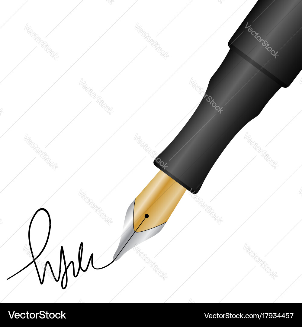 Pen and signature Royalty Free Vector Image - VectorStock
