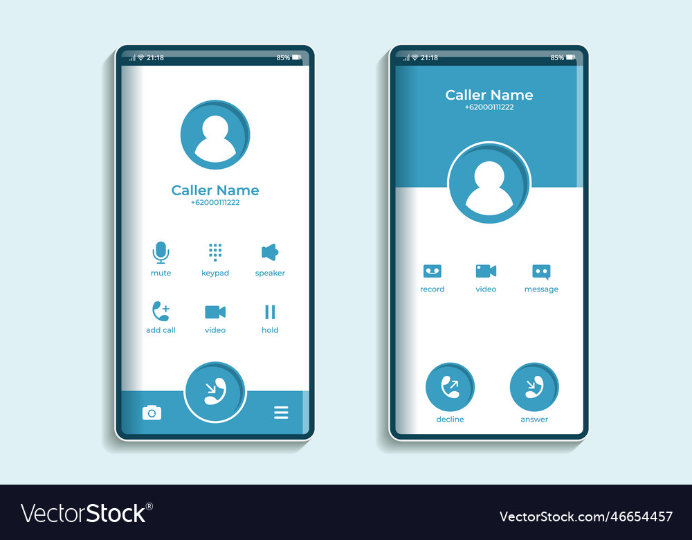 Phone call screen interface Royalty Free Vector Image