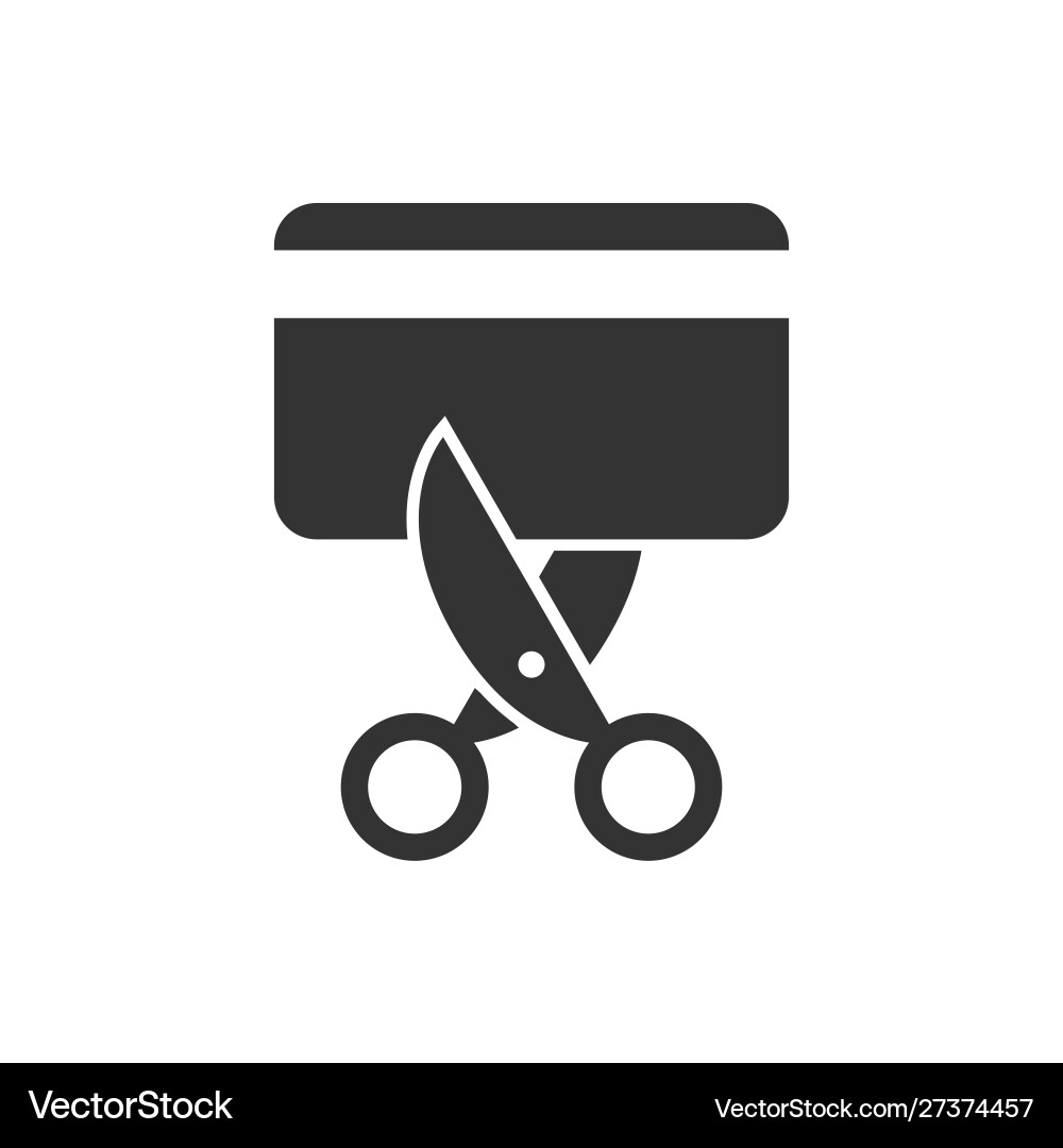 Scissors cut credit card black icon on white Vector Image