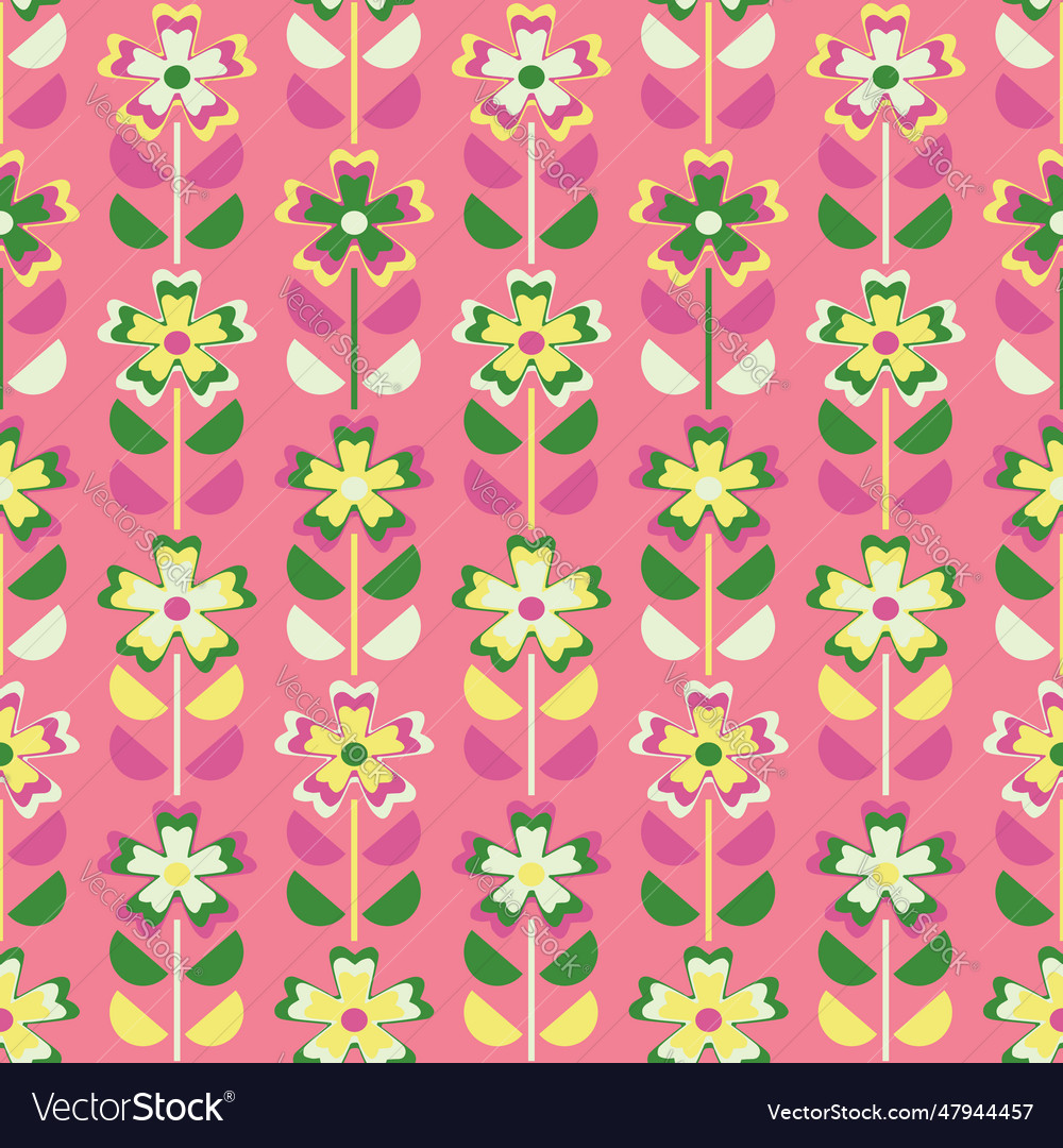 Seamless retro scandinavian floral pattern Vector Image