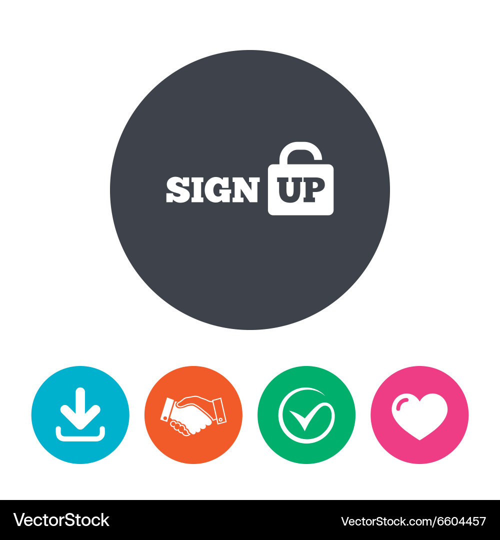 Sign up icon registration symbol Royalty Free Vector Image