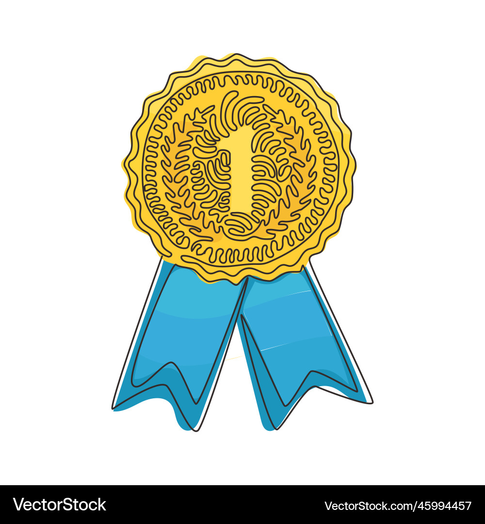 Single continuous line drawing gold medal winner Vector Image