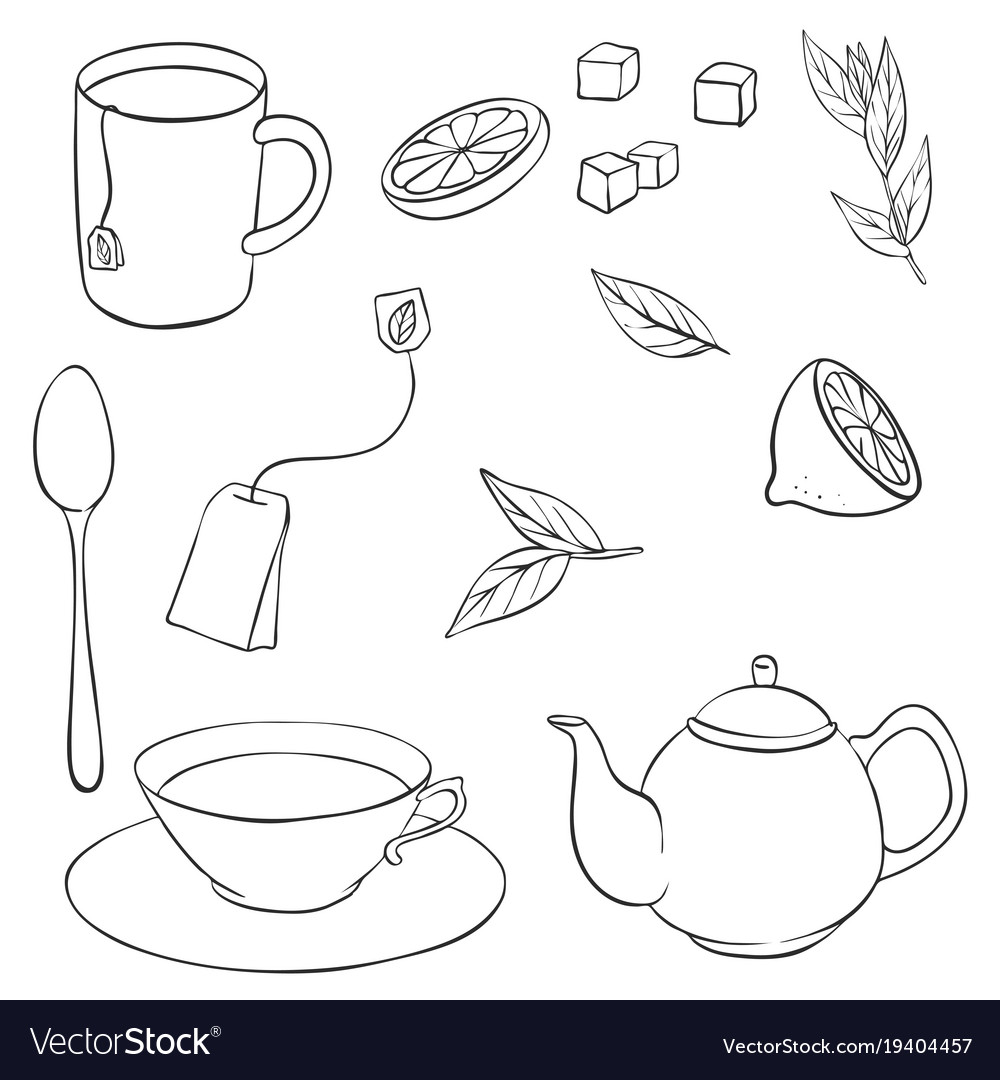 Tea set Royalty Free Vector Image - VectorStock