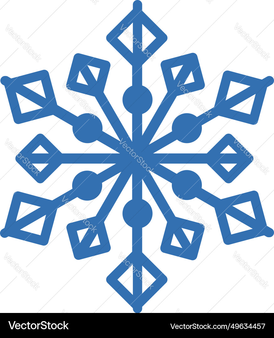 Winter blue freeze snowflake thick line icon Vector Image