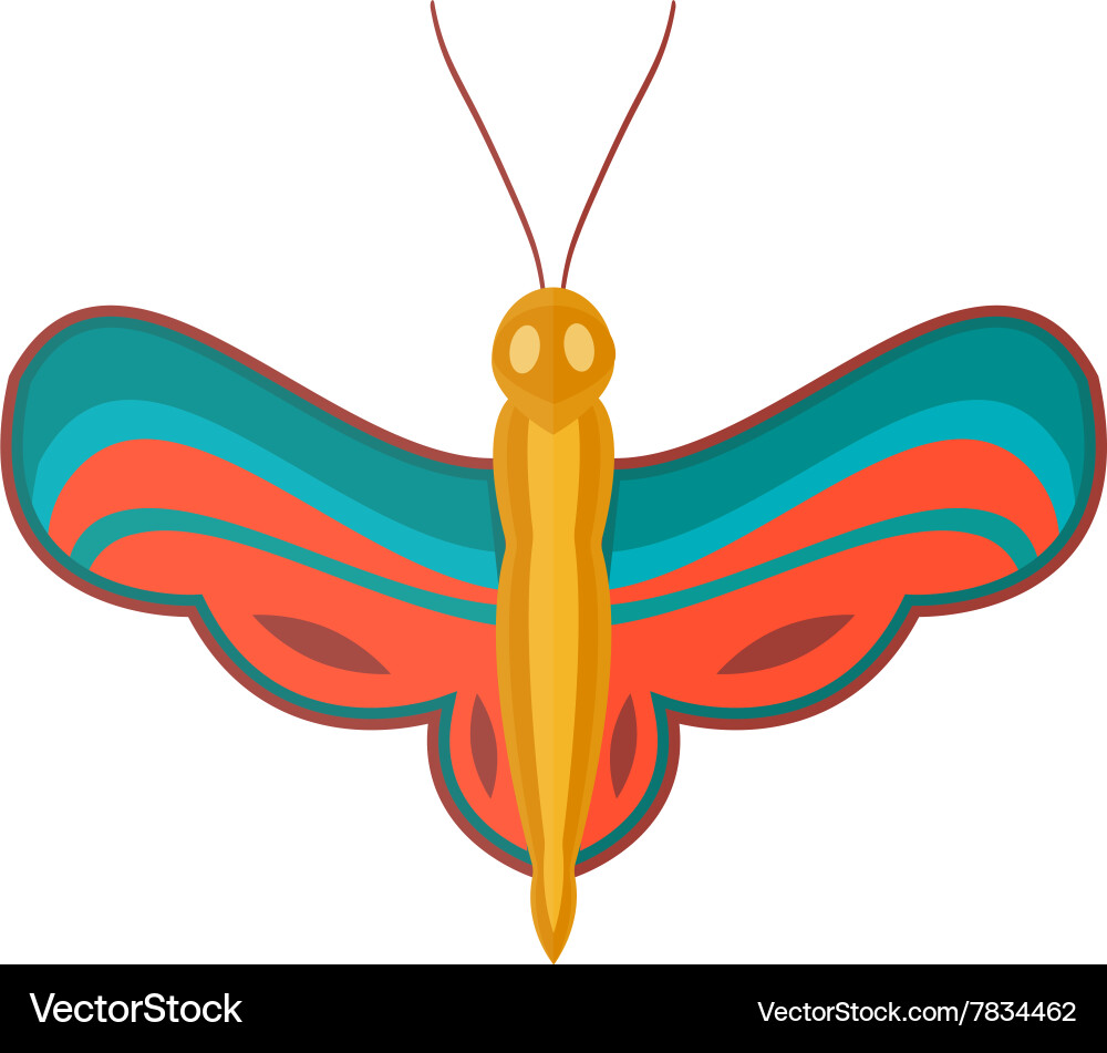 Colored cartoon butterfly isolated on white Vector Image