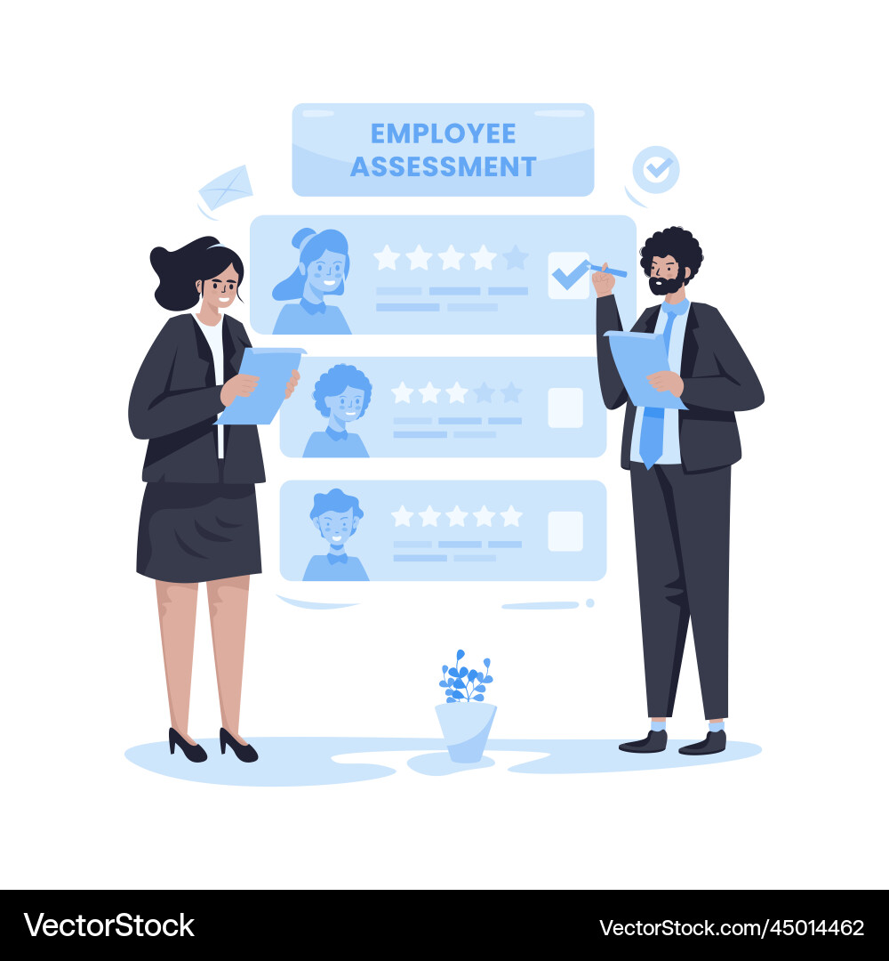 Corporate management with employee assessment Vector Image