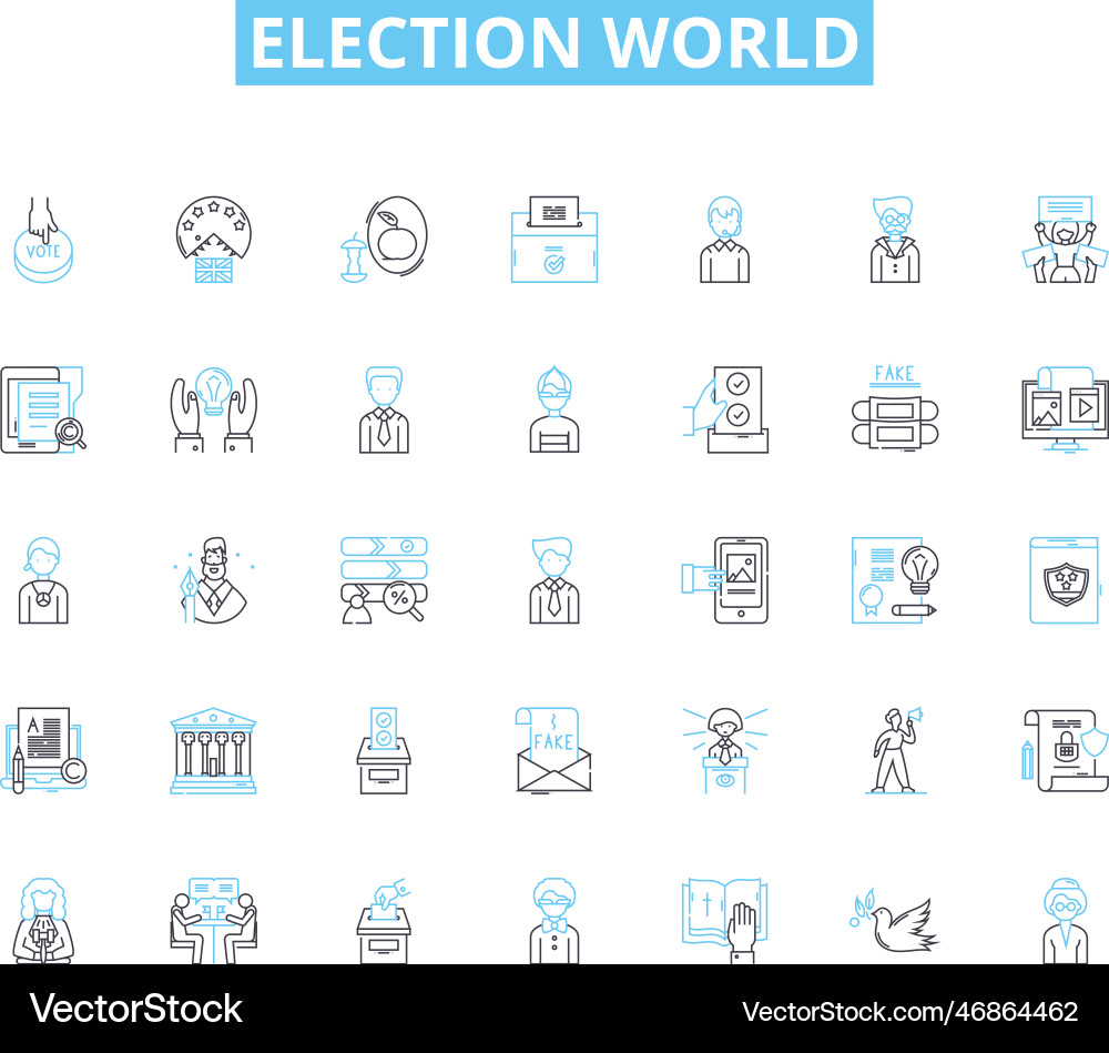 Election world linear icons set candidates Vector Image