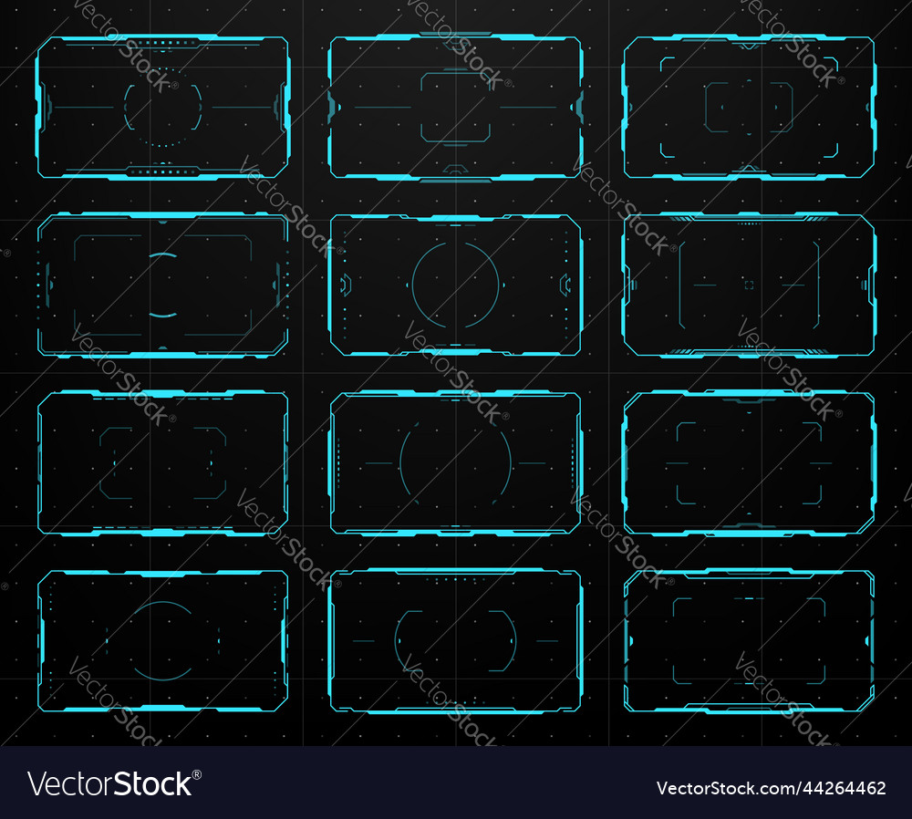 Hud ui interface aim control target frames set Vector Image
