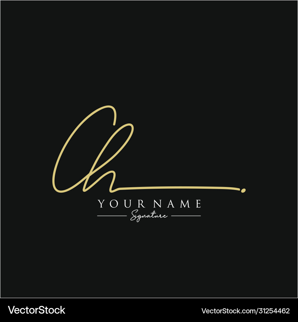 Letter ch signature logo template Royalty Free Vector Image