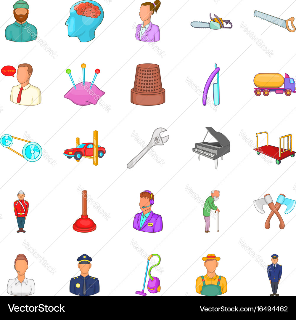 Proceedings icons set cartoon style Royalty Free Vector