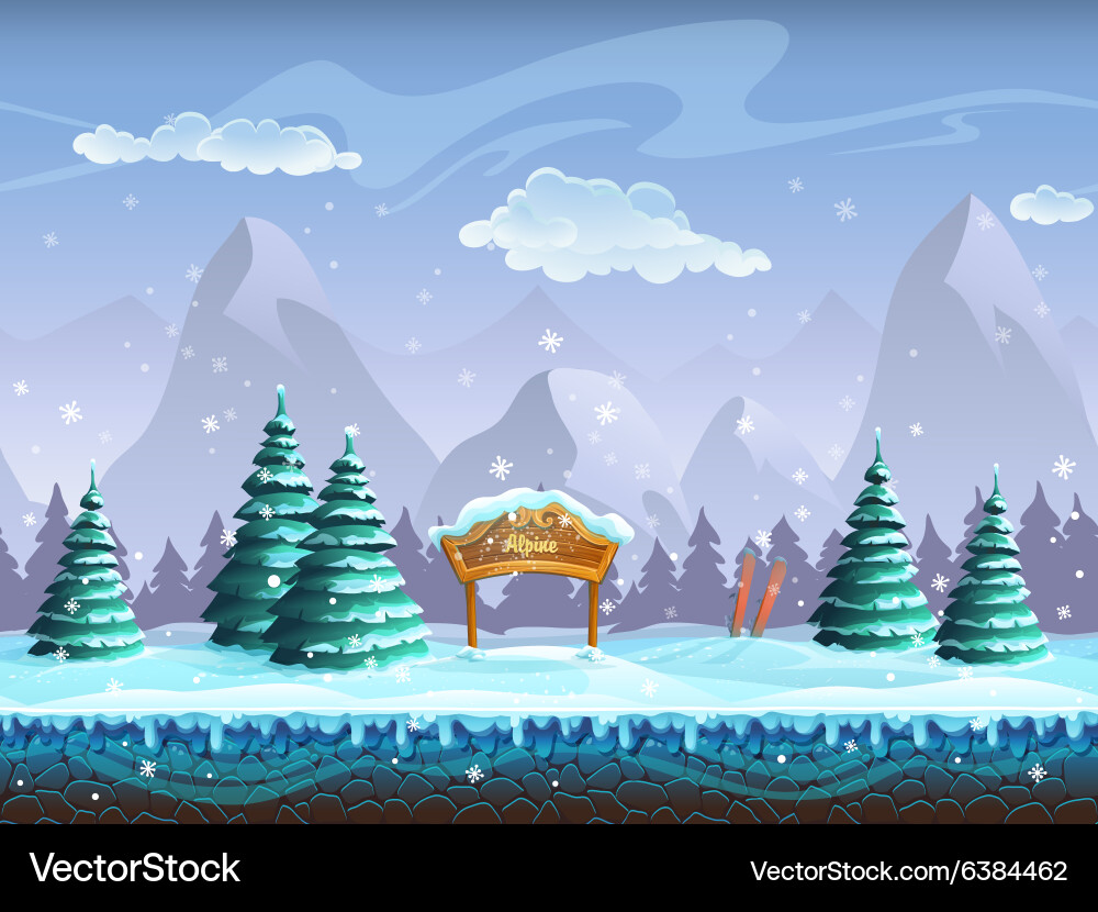 Seamless cartoon background with winter landscape Vector Image