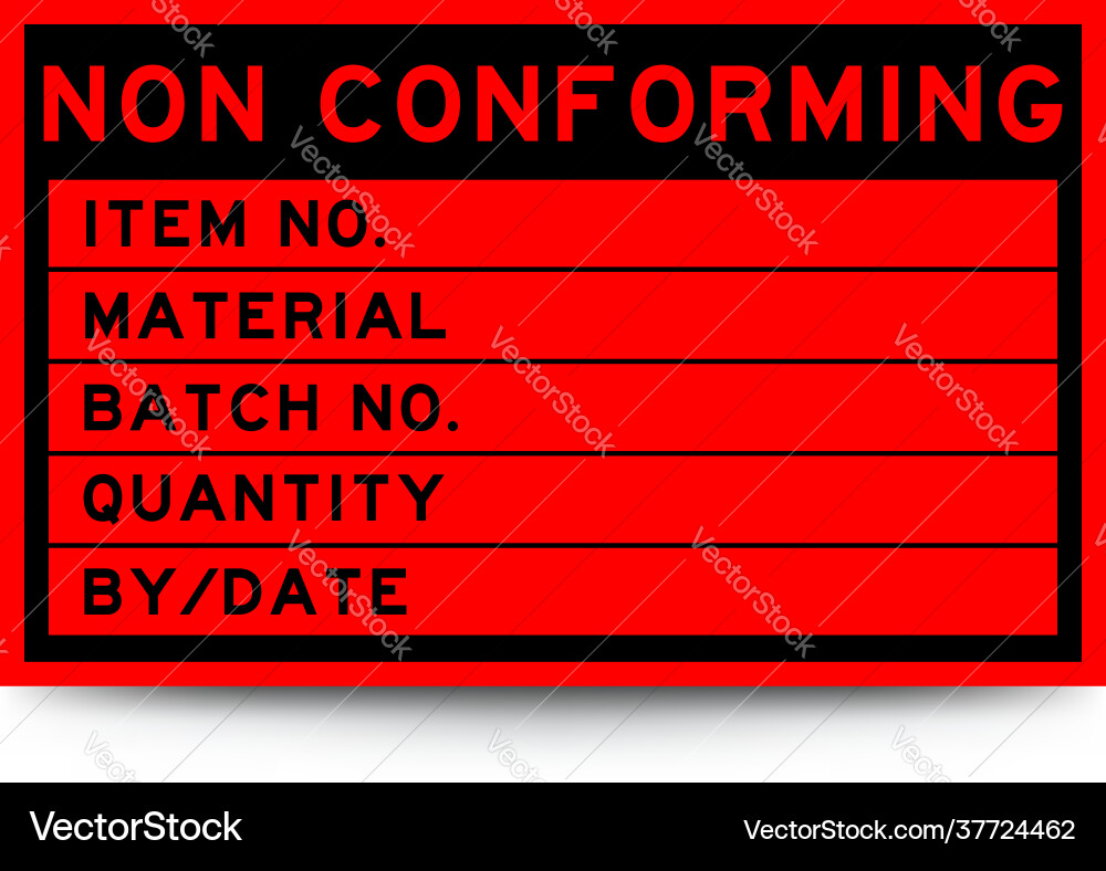 Square red color label banner with headline Vector Image