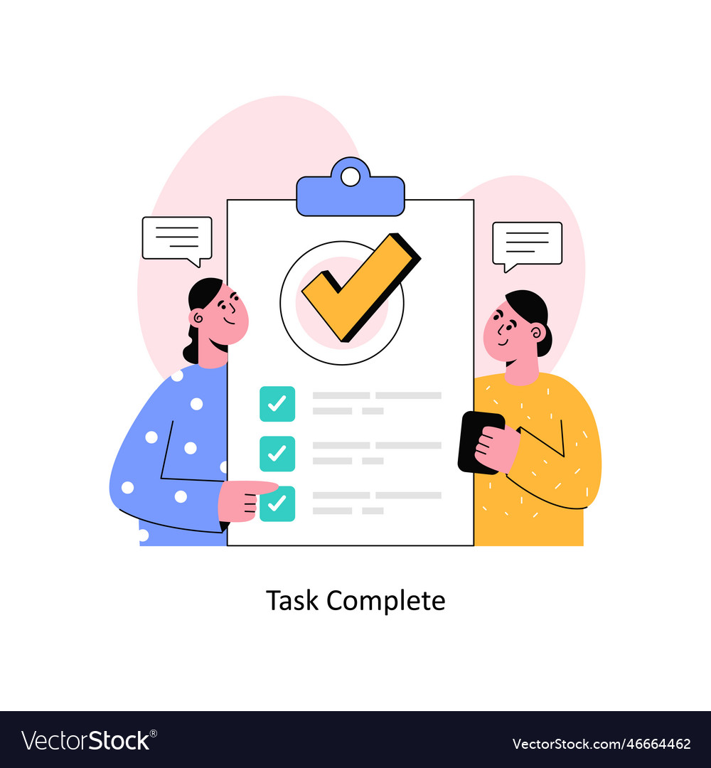 Task complete flat style design Royalty Free Vector Image