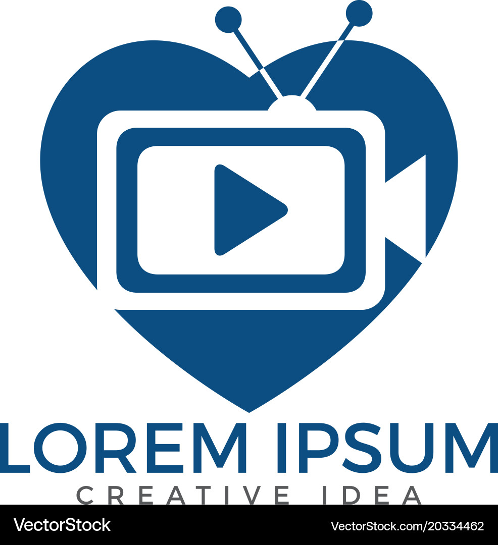 Tv media heart shape logo design Royalty Free Vector Image