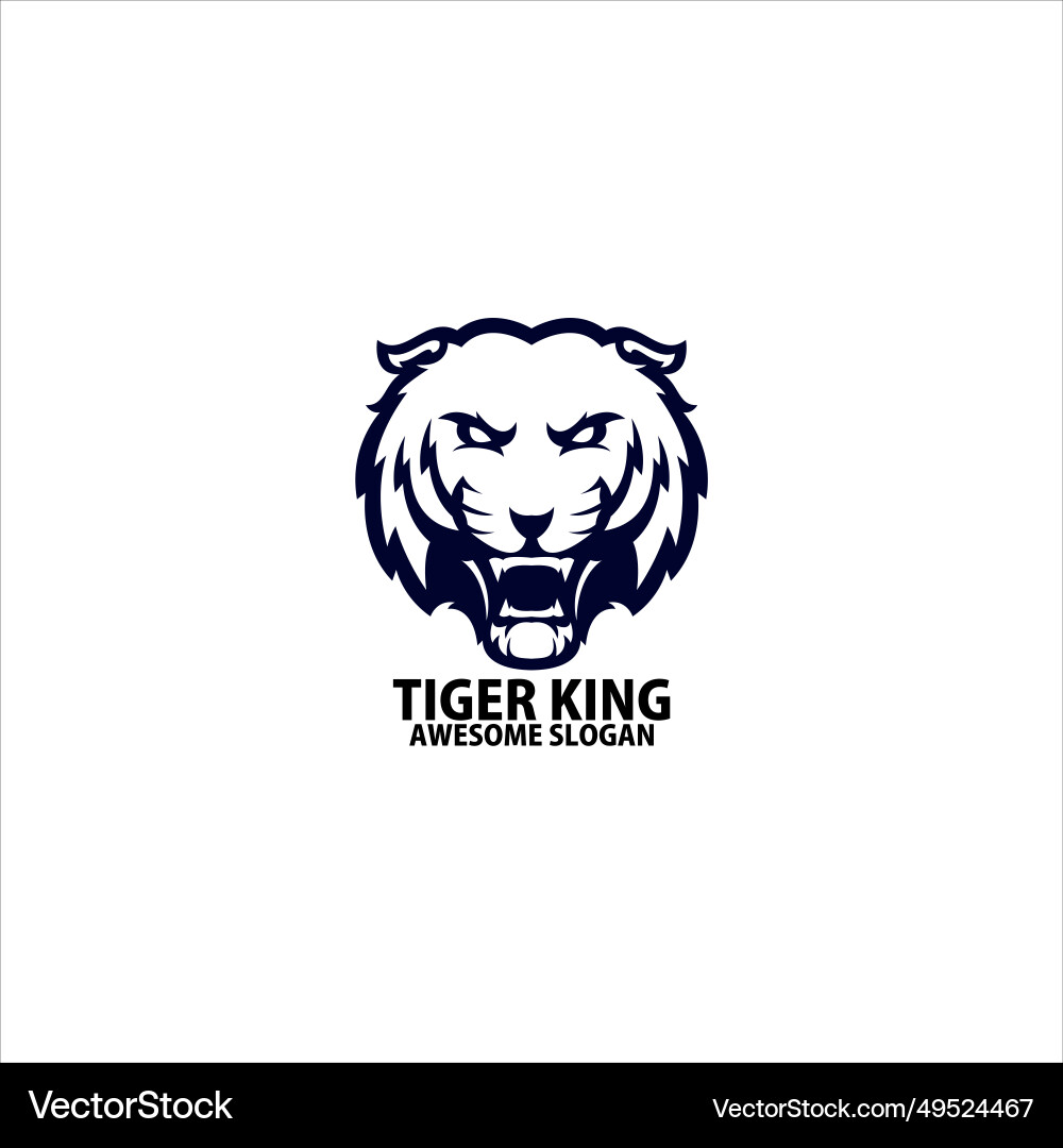 Angry tiger logo design line color Royalty Free Vector Image