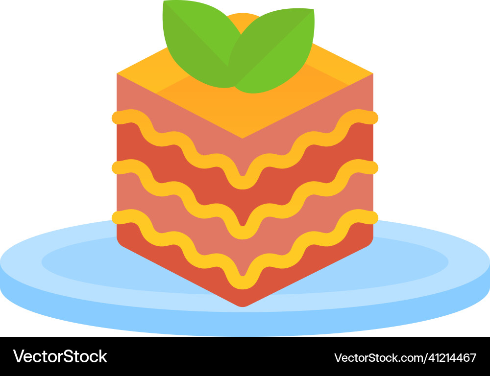 Cake piece on plate icon dessert pie slice Vector Image