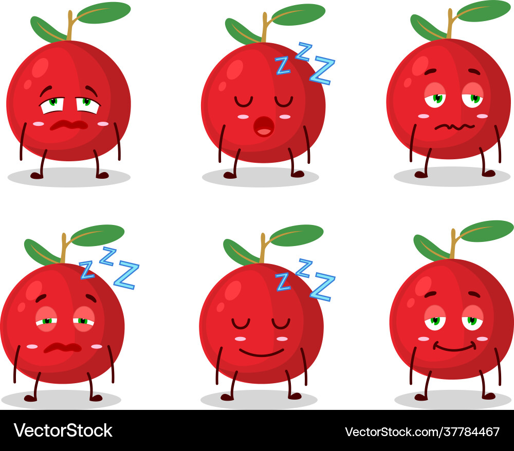 Cartoon character cranberry with sleepy expression