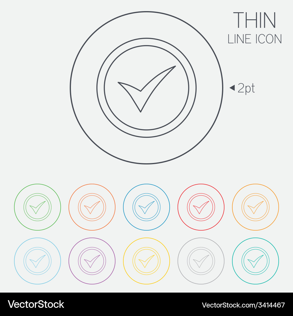 Check mark sign icon yes circle symbol Royalty Free Vector