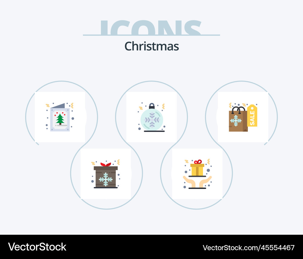 Christmas flat icon pack 5 icon design shopping Vector Image