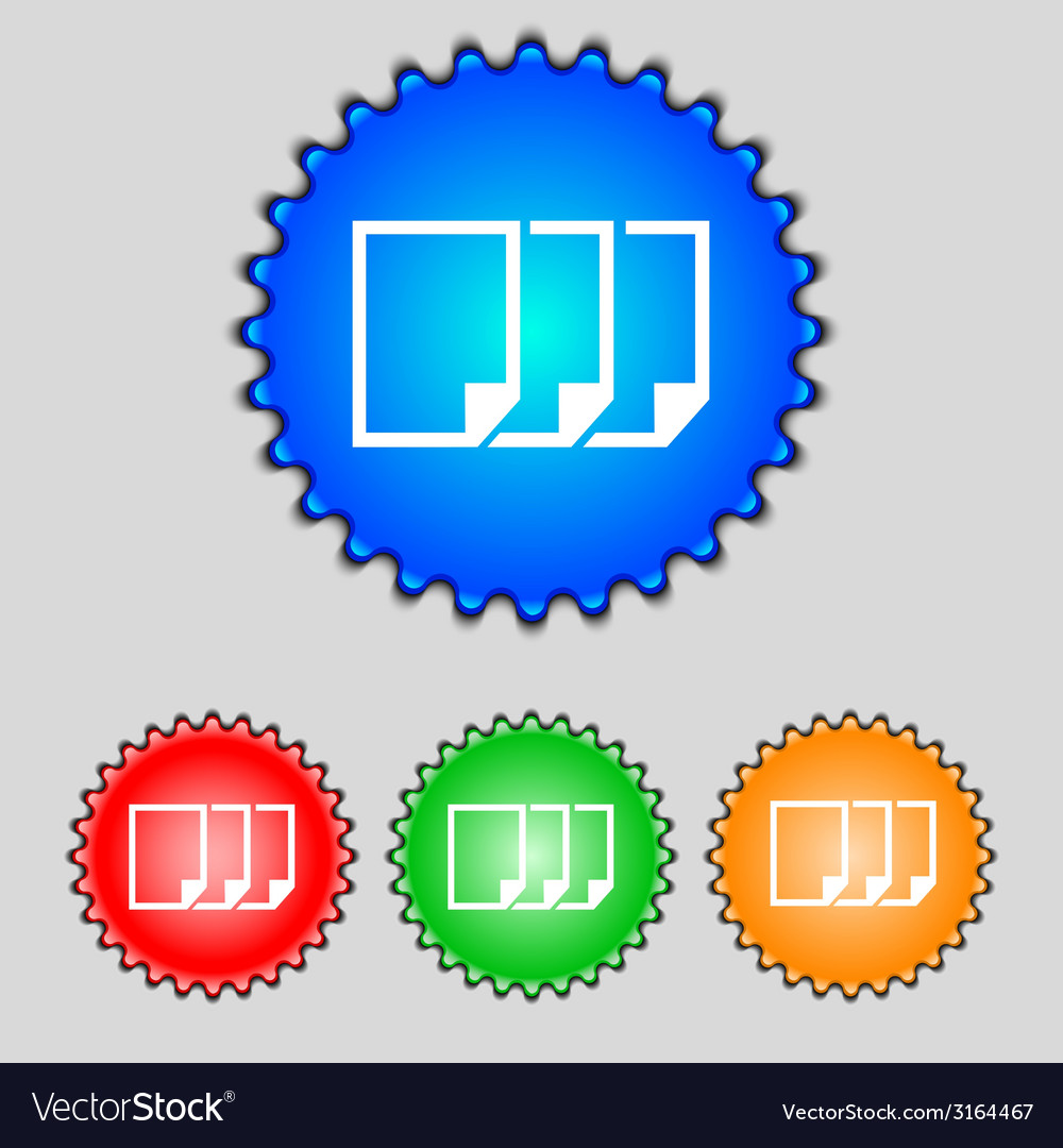 Copy file sign icon duplicate document symbol set Vector Image