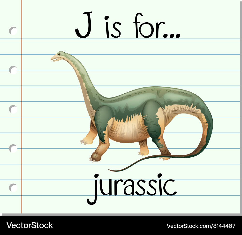 Flashcard letter j is for jurassic Royalty Free Vector Image