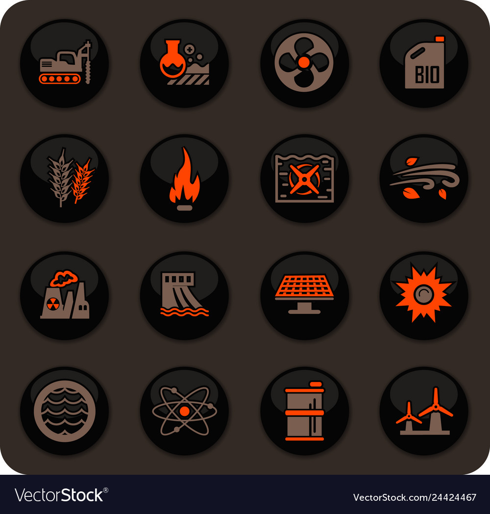 Fuel power generation icons set Royalty Free Vector Image