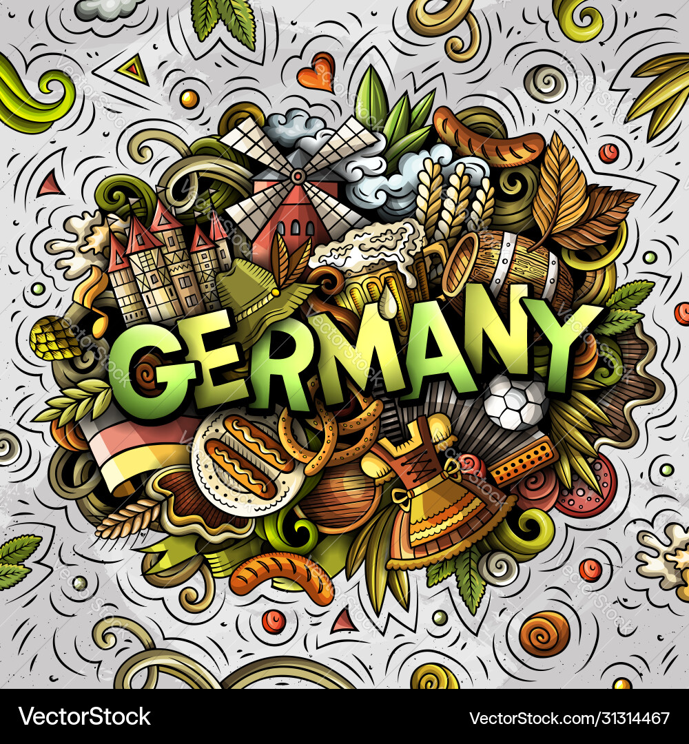 Germany hand drawn cartoon doodles Royalty Free Vector Image