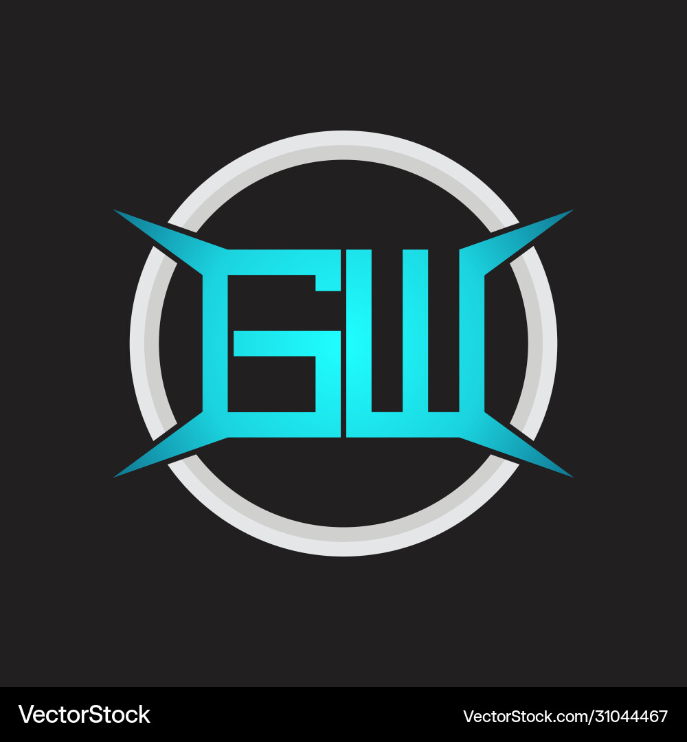 Gw logo monogram with circle and four taper shape Vector Image