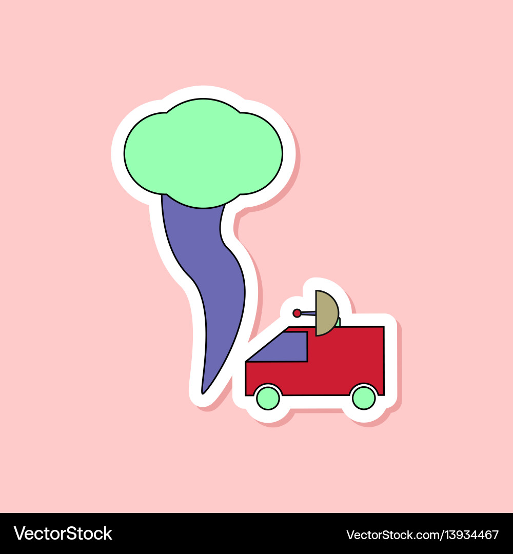 Paper sticker on stylish background tornado car Vector Image
