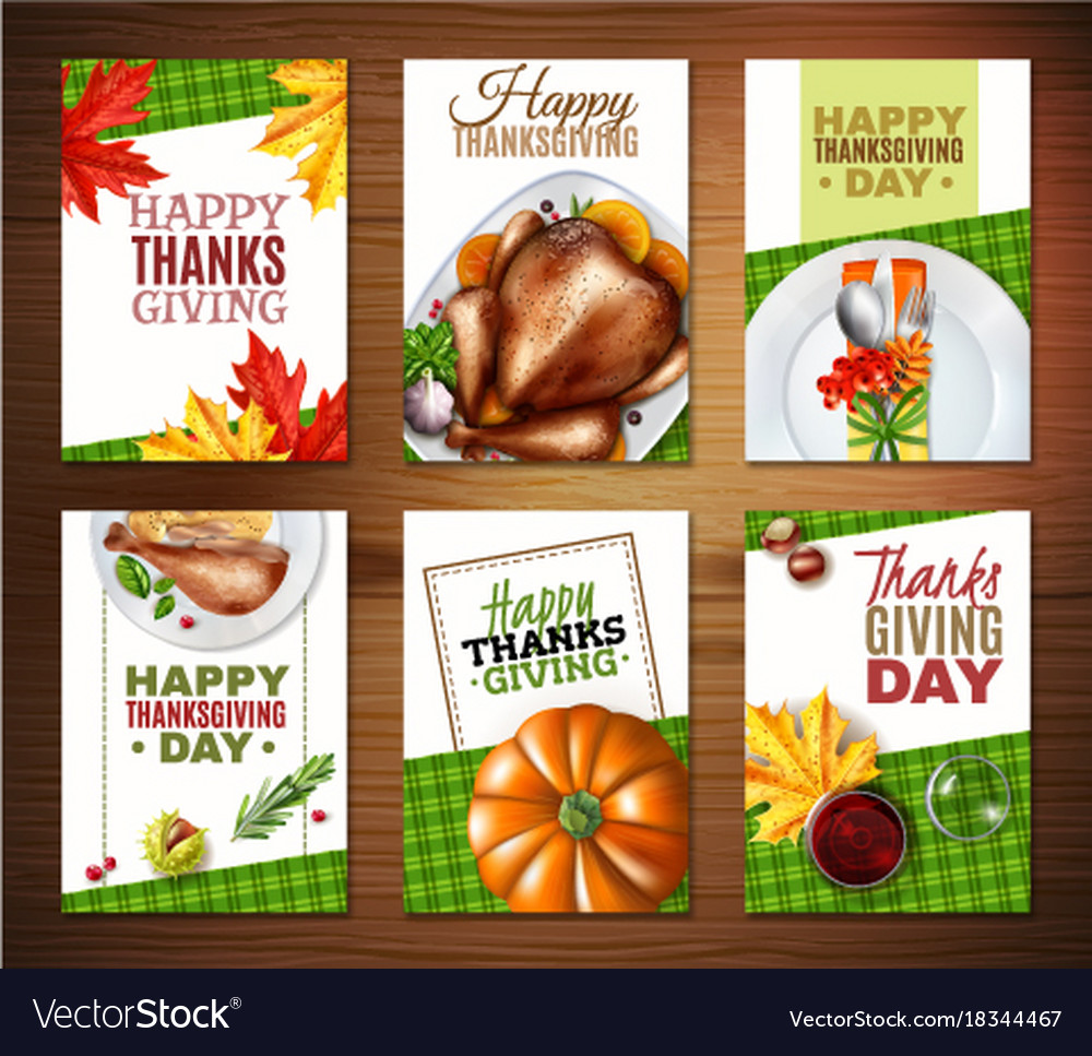 Realistic turkey thanksgiving day banner set Vector Image