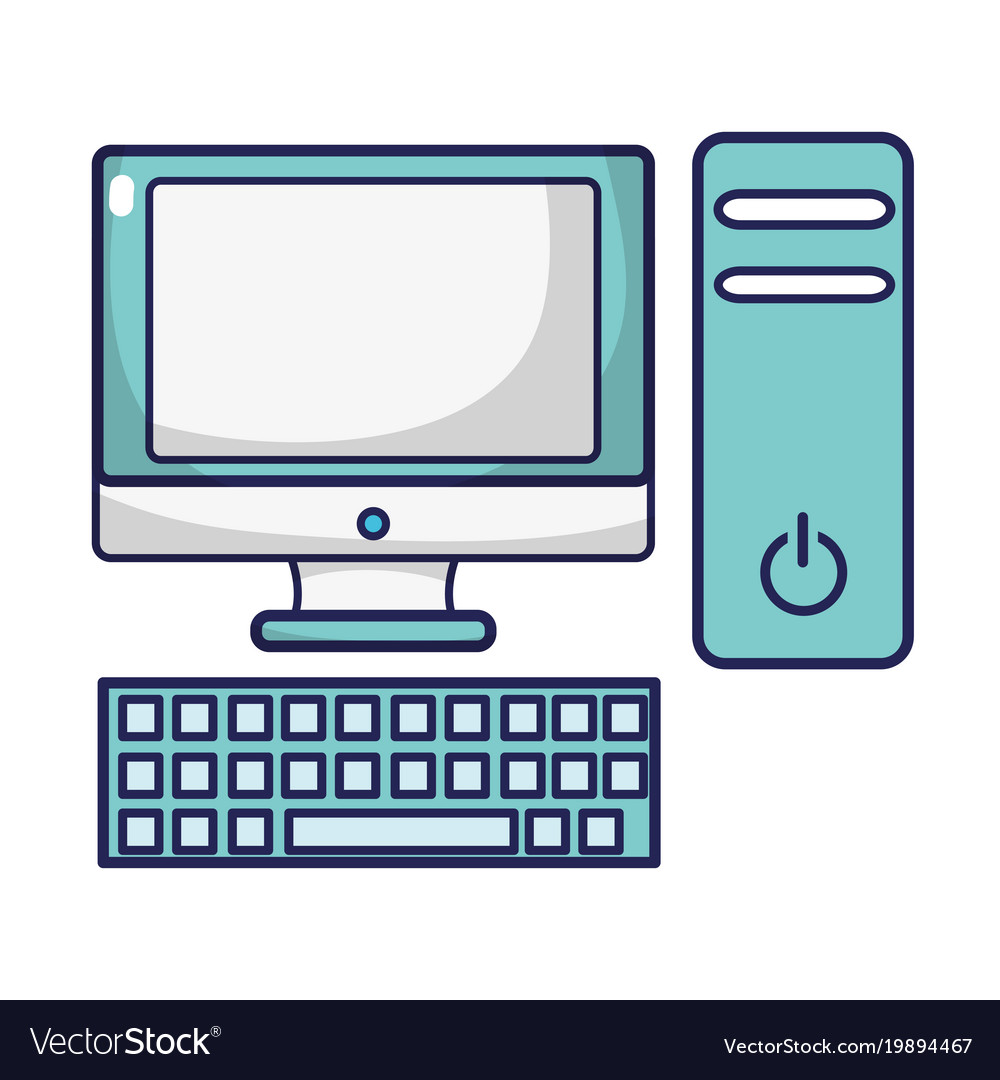 Screen computer with cpu and keybooard technology Vector Image