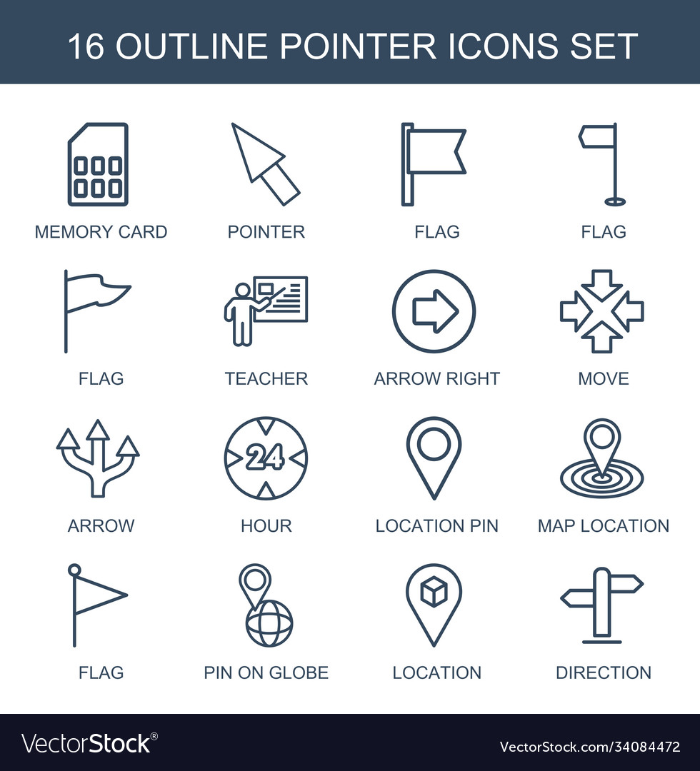 16 pointer icons Royalty Free Vector Image - VectorStock