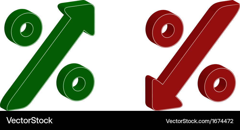 3d percentage symbol with up and down arrow Vector Image