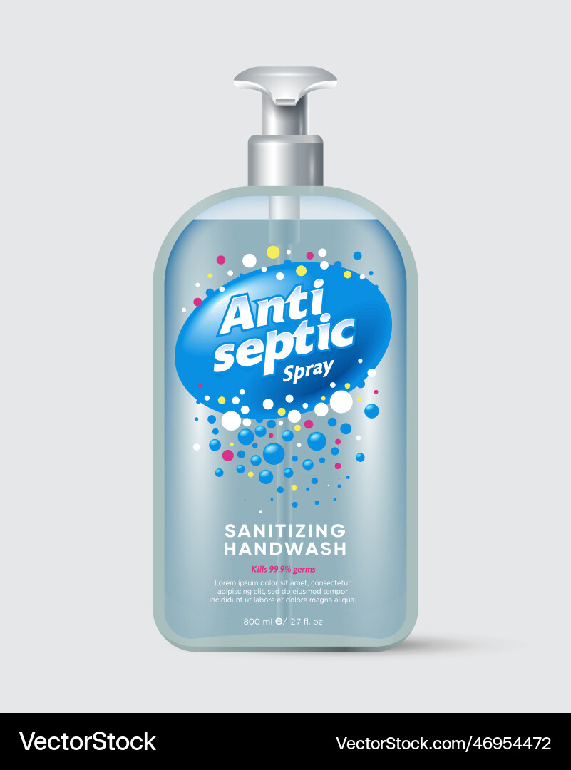 Antiseptic spray sanitizer label and packaging Vector Image