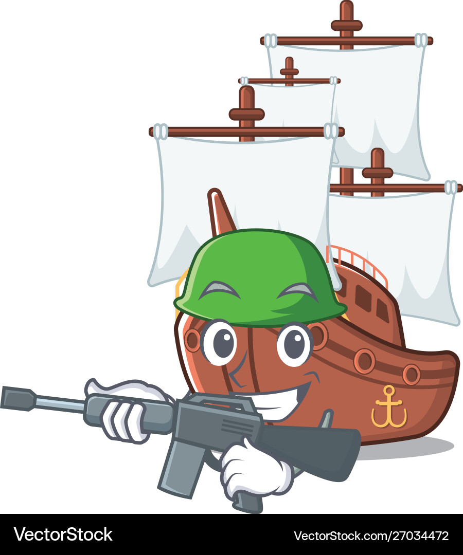 Army pirate ship isolated with cartoon Royalty Free Vector