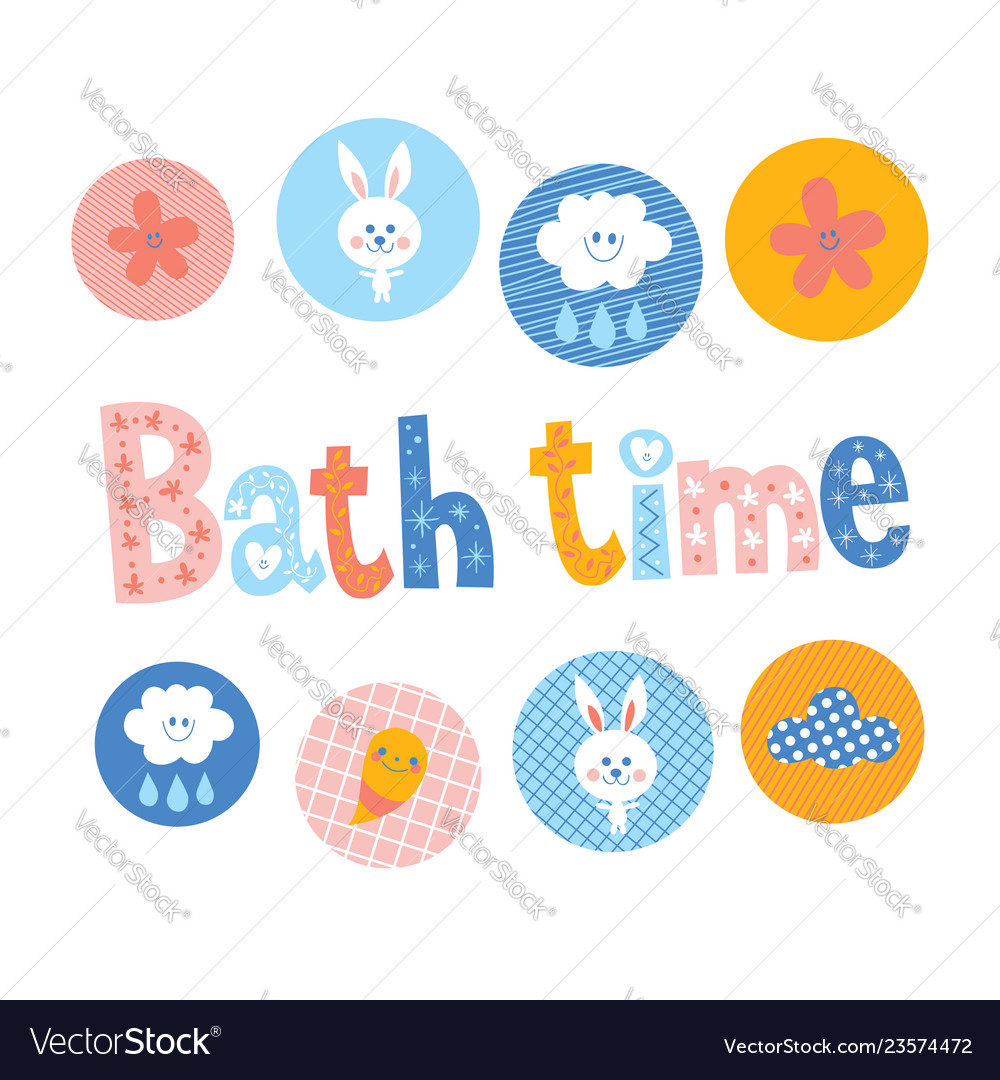 Bath time design elements set Royalty Free Vector Image