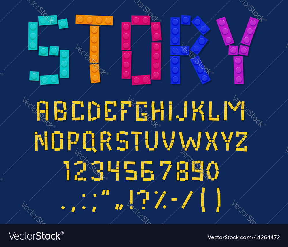 Brick block font type kids typeface cube letters Vector Image Brick block font type kids typeface cube letters Vector Image