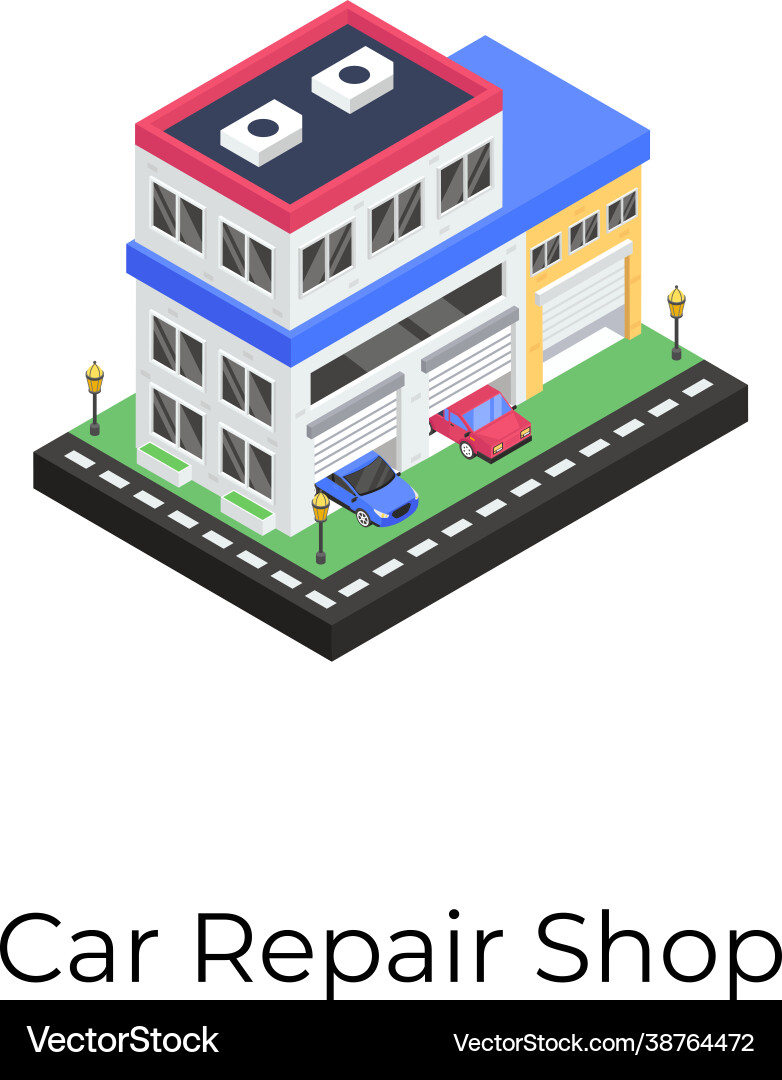 Car repair shop Royalty Free Vector Image - VectorStock